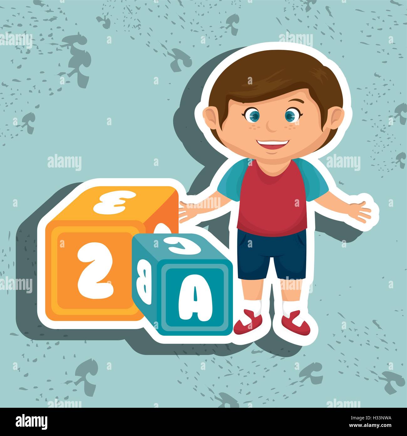 cartoon boy cube alphabet Stock Vector Image & Art - Alamy