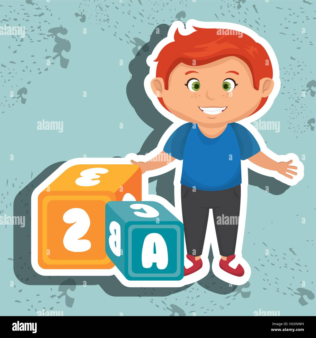 cartoon boy cube alphabet Stock Vector Image & Art - Alamy