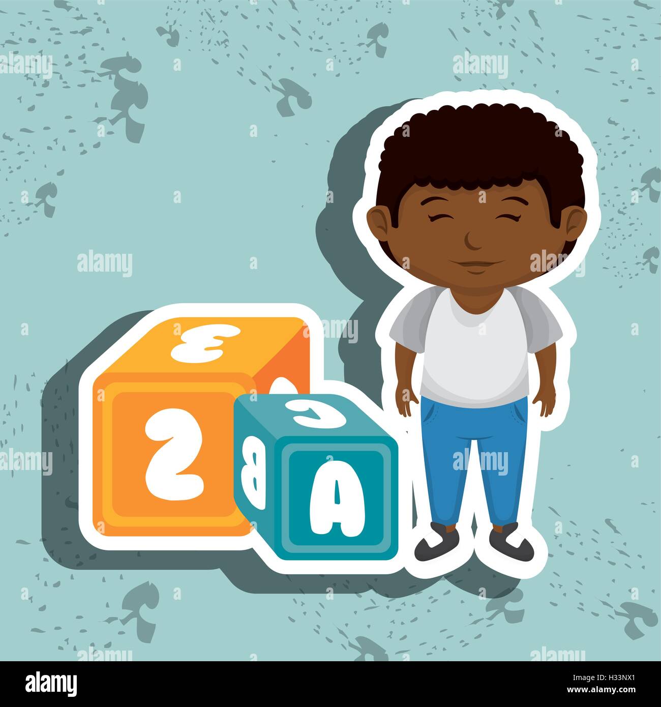 cartoon boy cube alphabet Stock Vector Image & Art - Alamy