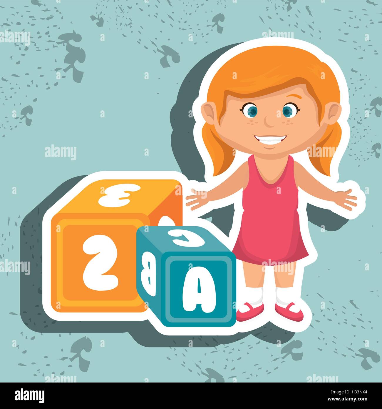cartoon girl cube alphabet Stock Vector Image & Art - Alamy