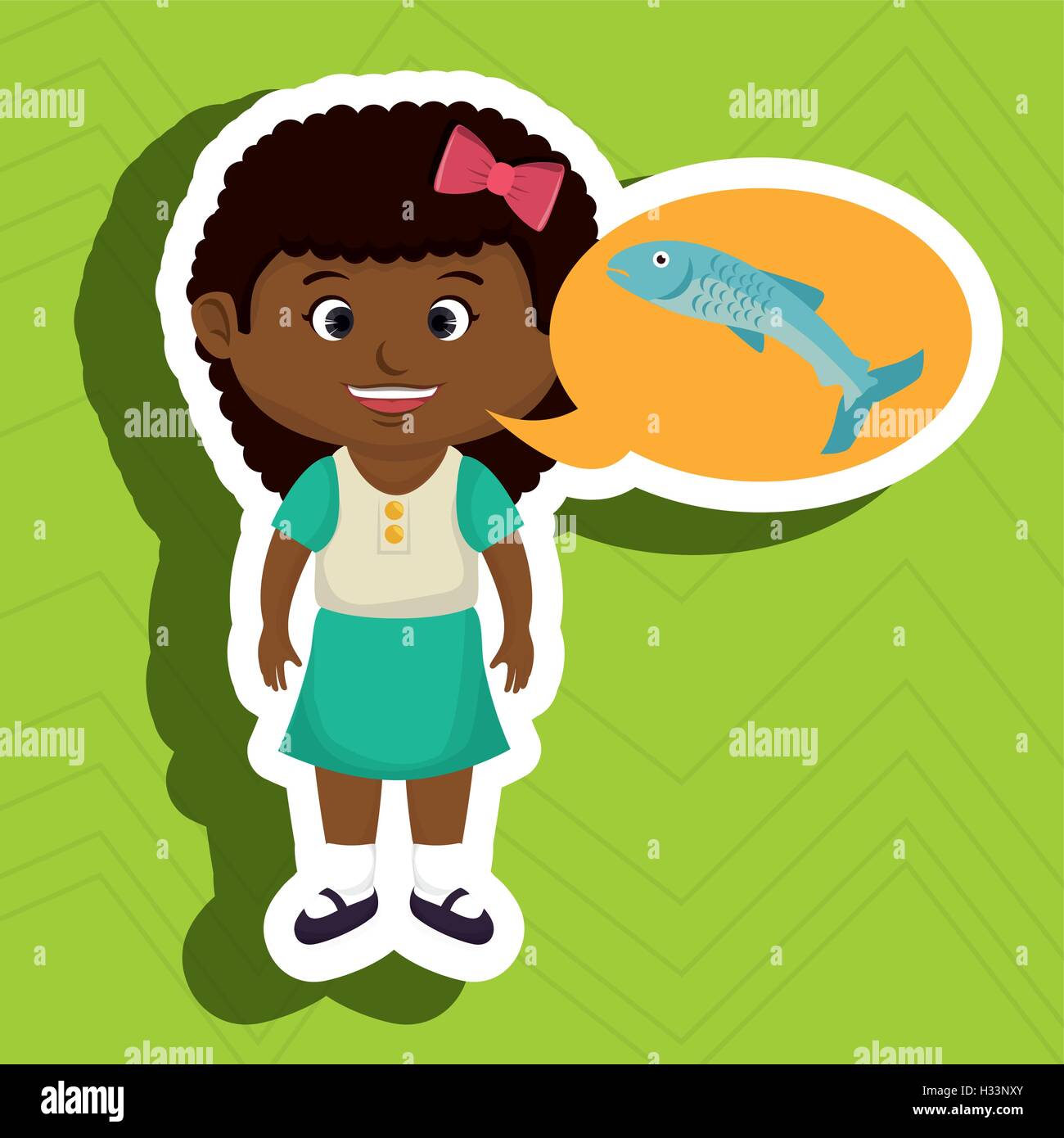 Young girl eating fish Stock Vector Images - Alamy