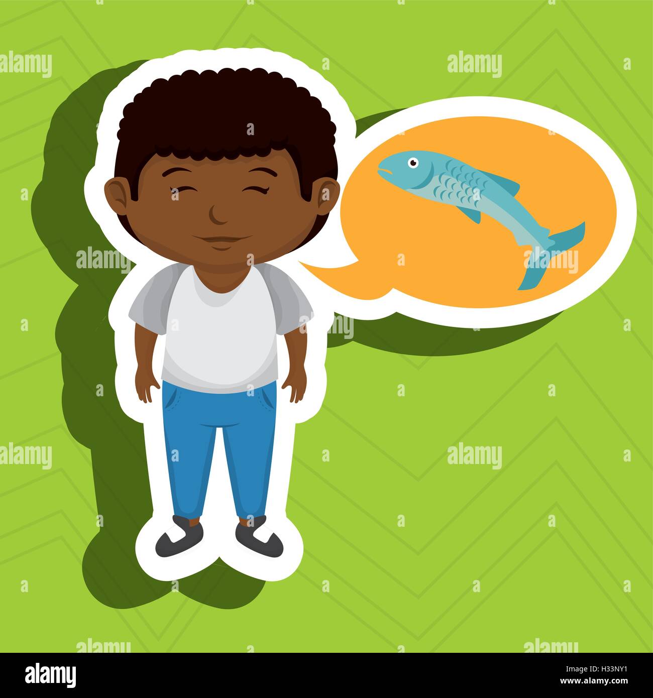 boy cartoon food fish fresh Stock Vector Image & Art - Alamy