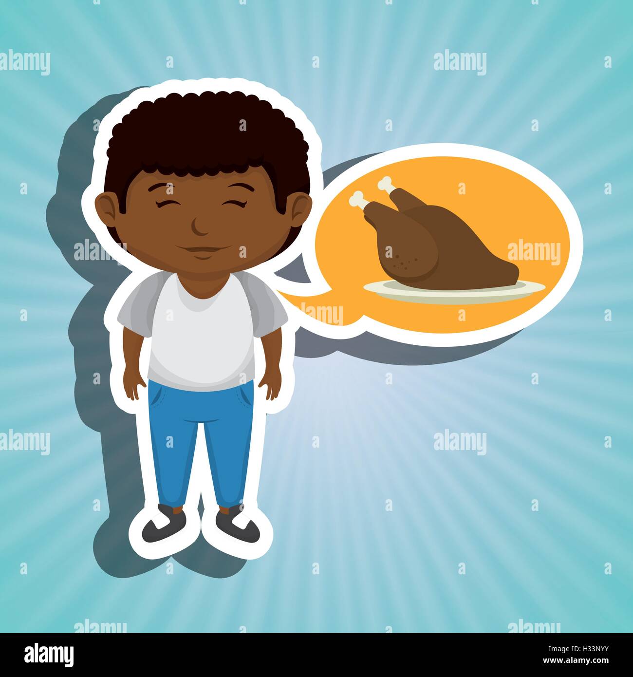 boy cartoon chicken food Stock Vector Image & Art - Alamy