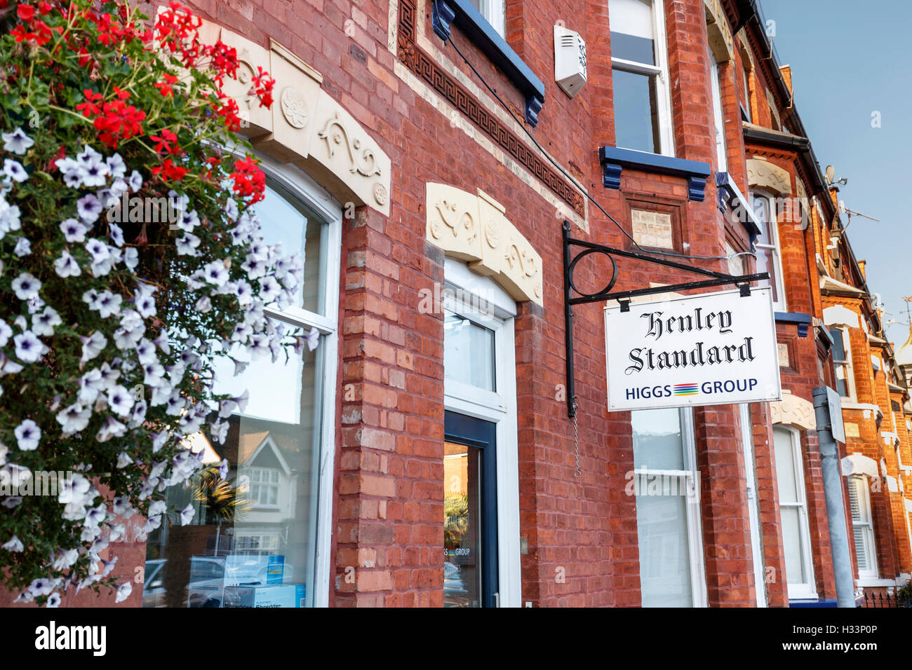 Name sign outside the offices of the local newspaper the Henley ...