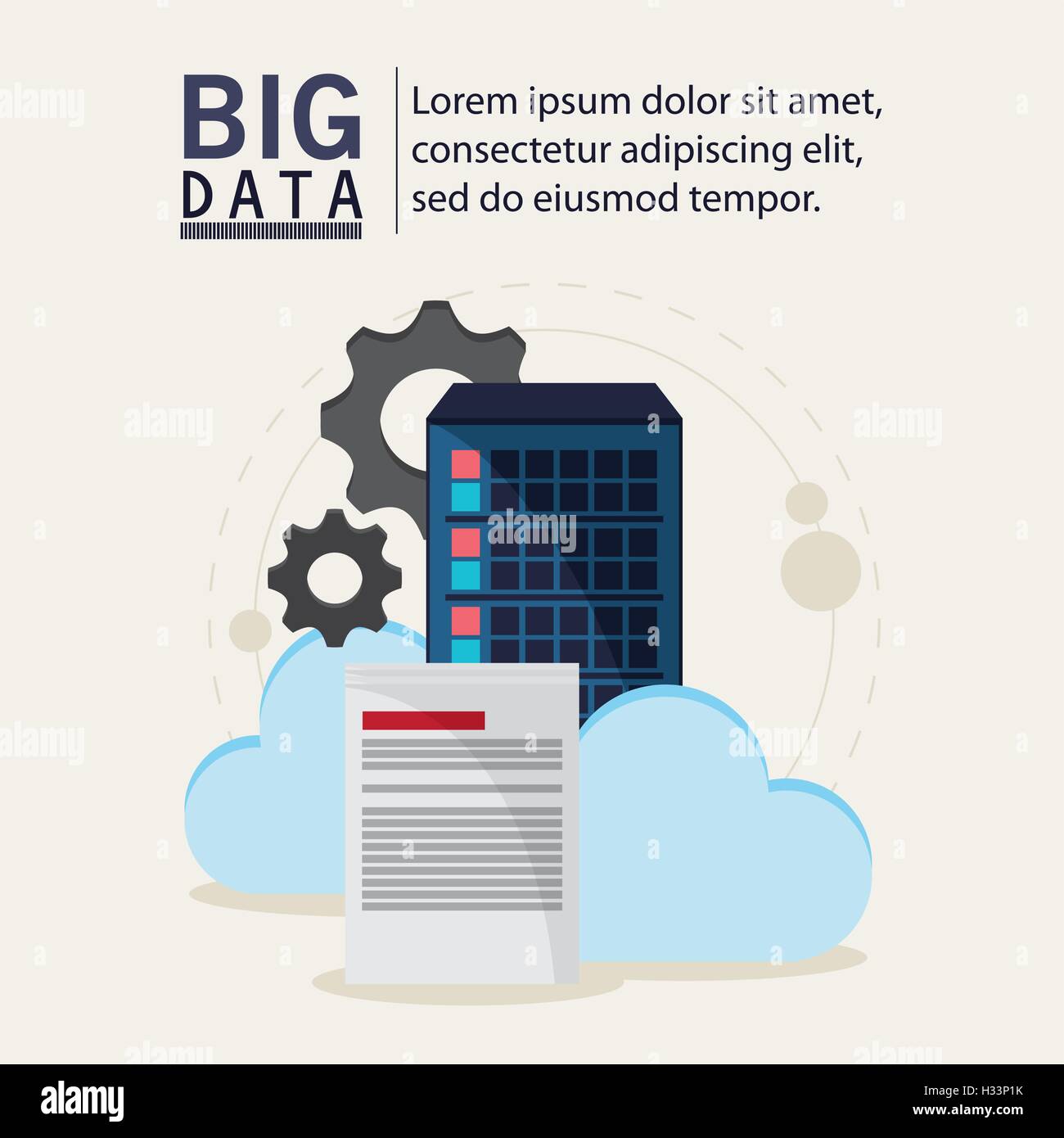 Document gears cloud data center Stock Vector Images - Alamy