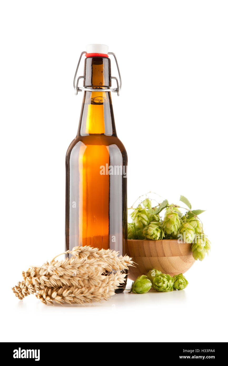 Beer bottle on wooden Cut Out Stock Images & Pictures - Alamy