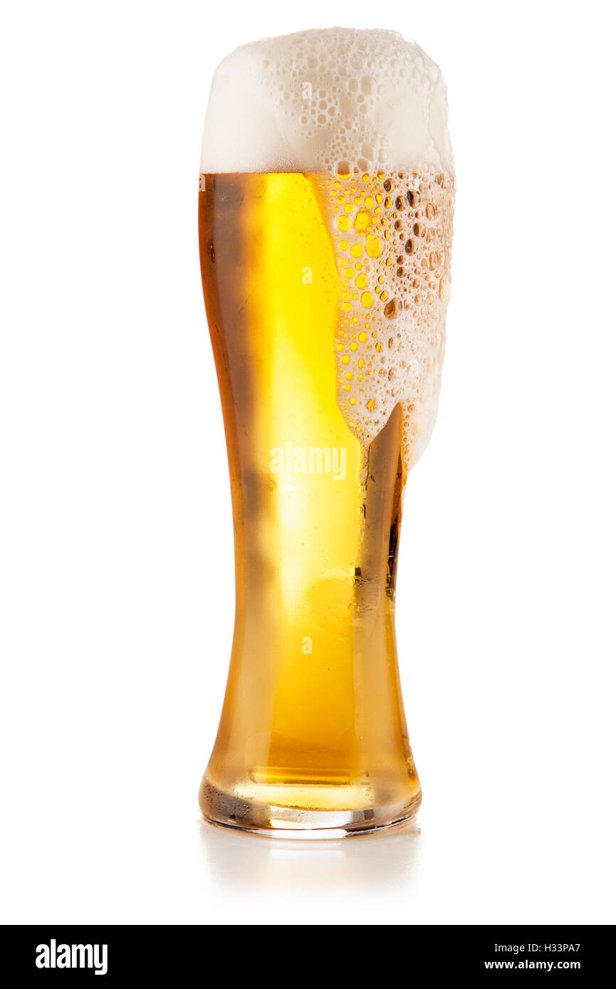 Beer glass on white background Stock Photo - Alamy