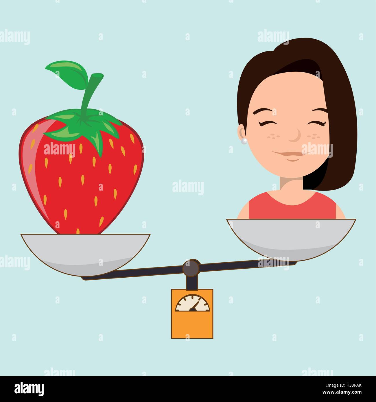 woman cartoon fruit strawberry food balance Stock Vector Image & Art ...