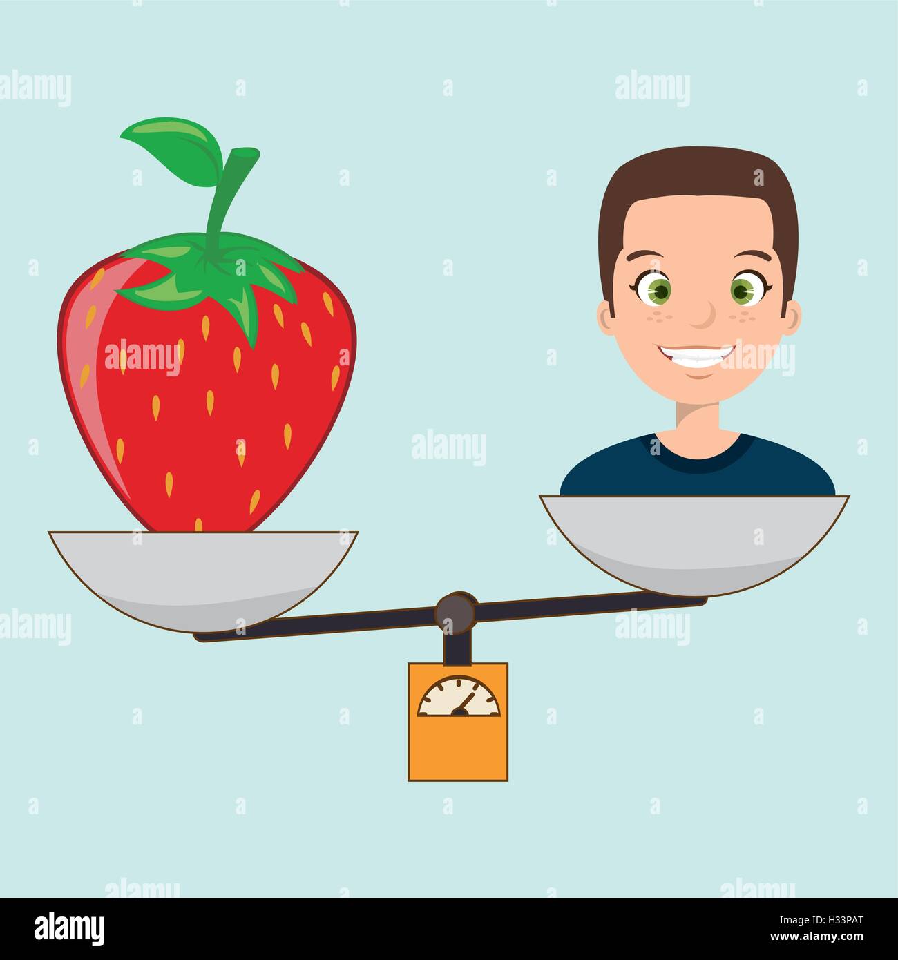 woman cartoon fruit strawberry food balance Stock Vector Image & Art ...