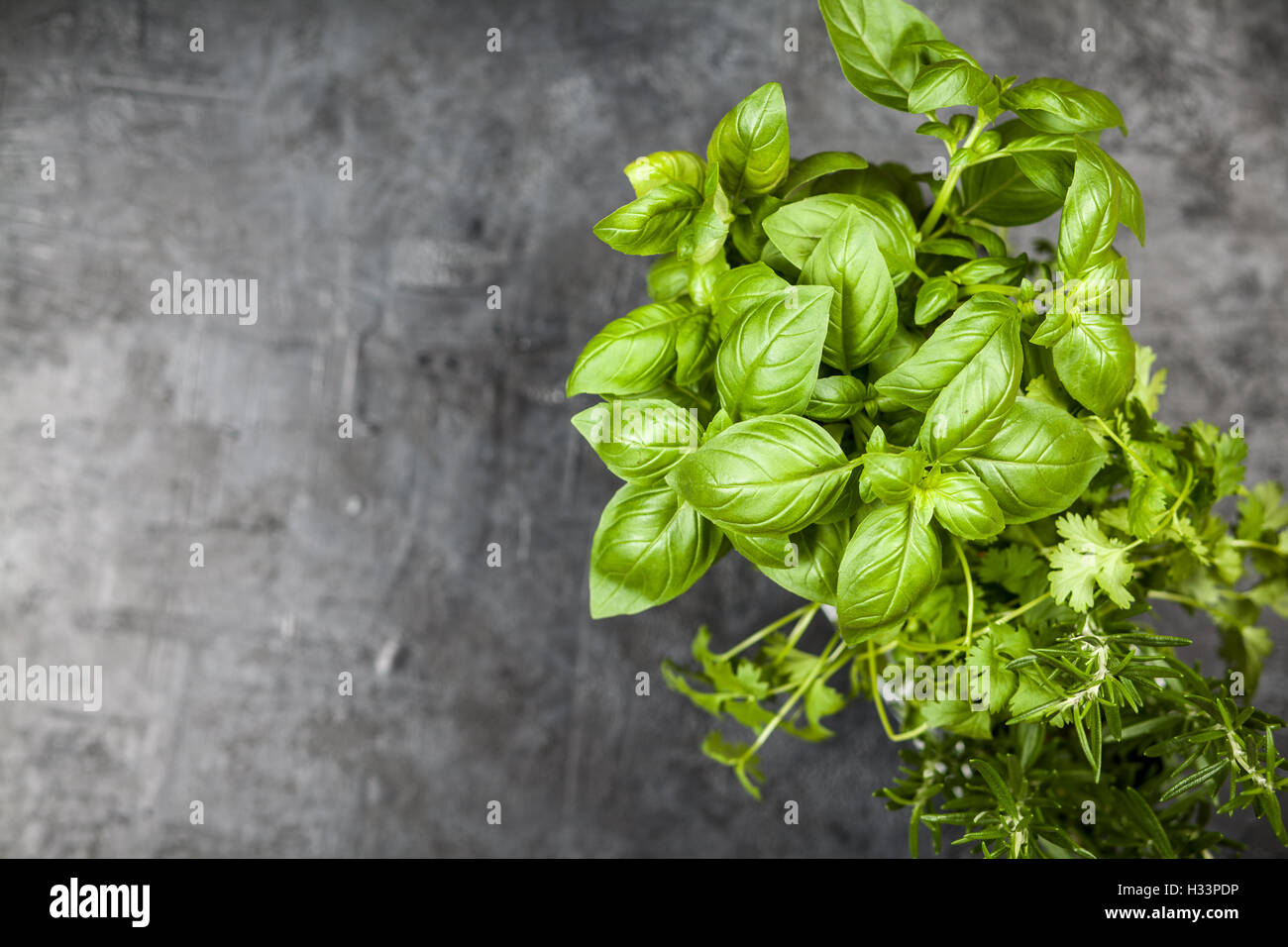 Fresh herbs on dark hi-res stock photography and images - Alamy