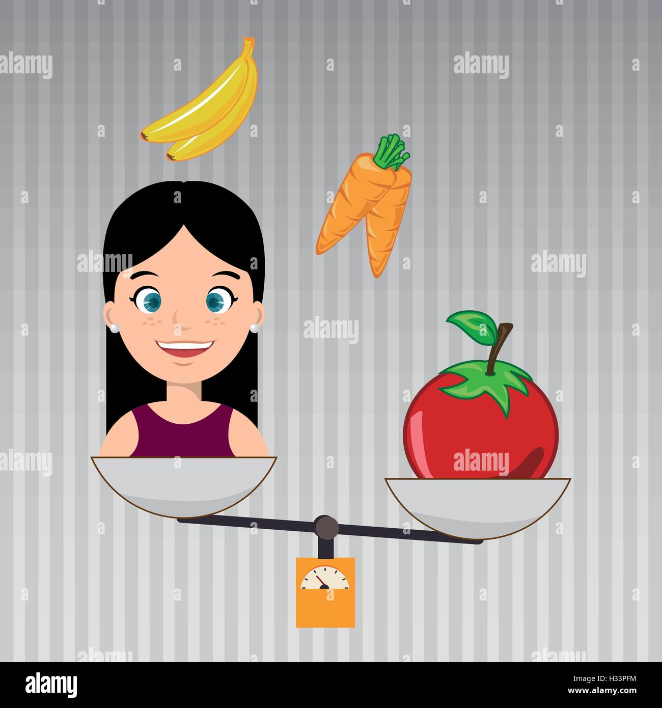 woman cartoon vegetable organic balance Stock Vector Image & Art - Alamy