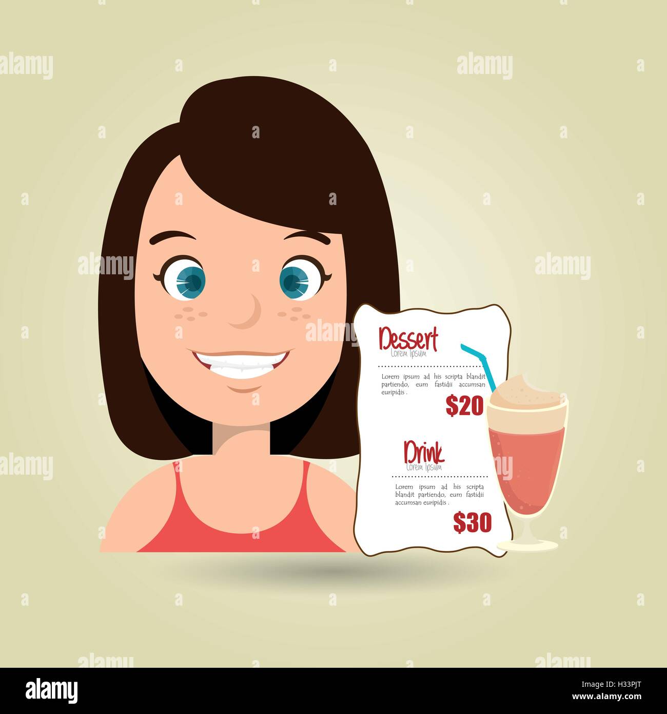 woman cartoon menu food Stock Vector Image & Art - Alamy
