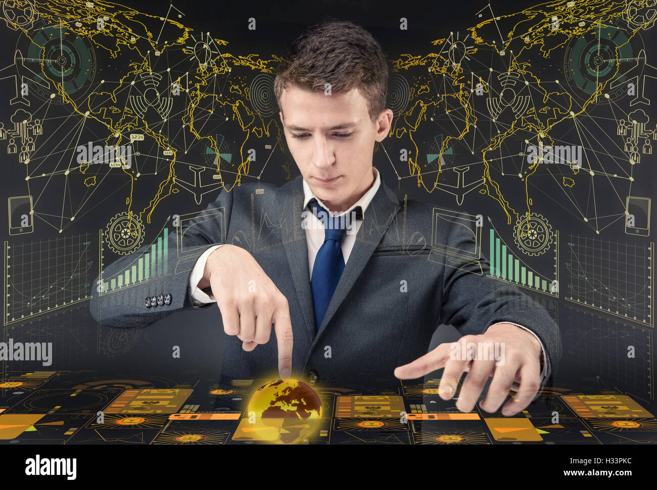 Young man in data management concept Stock Photo - Alamy