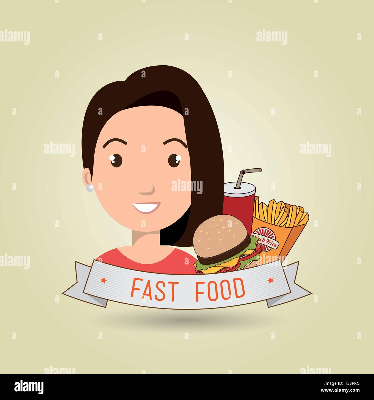 woman cartoon fast food Stock Vector Image & Art - Alamy
