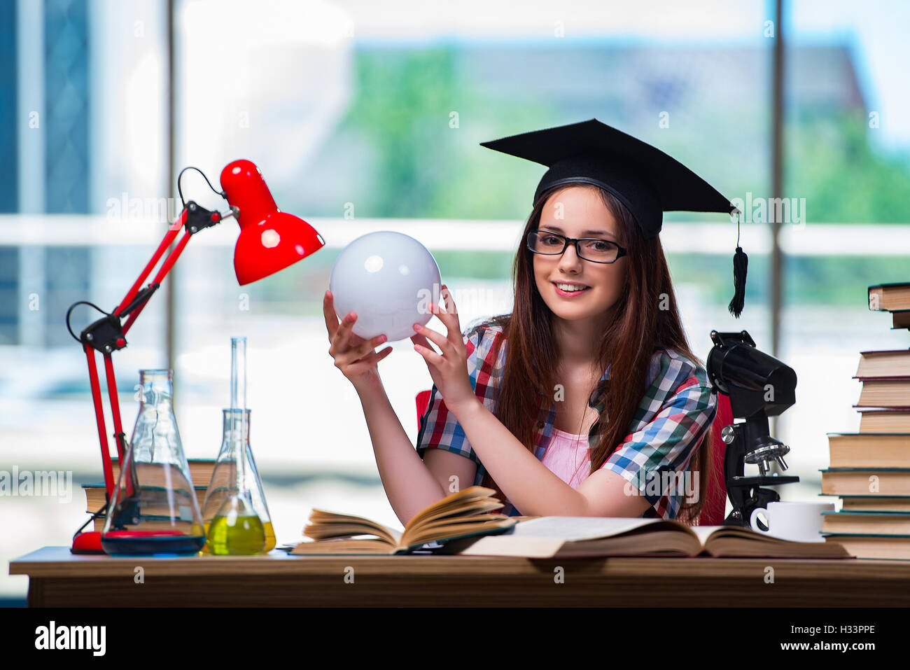 Young girl preparing for exams Stock Photo - Alamy