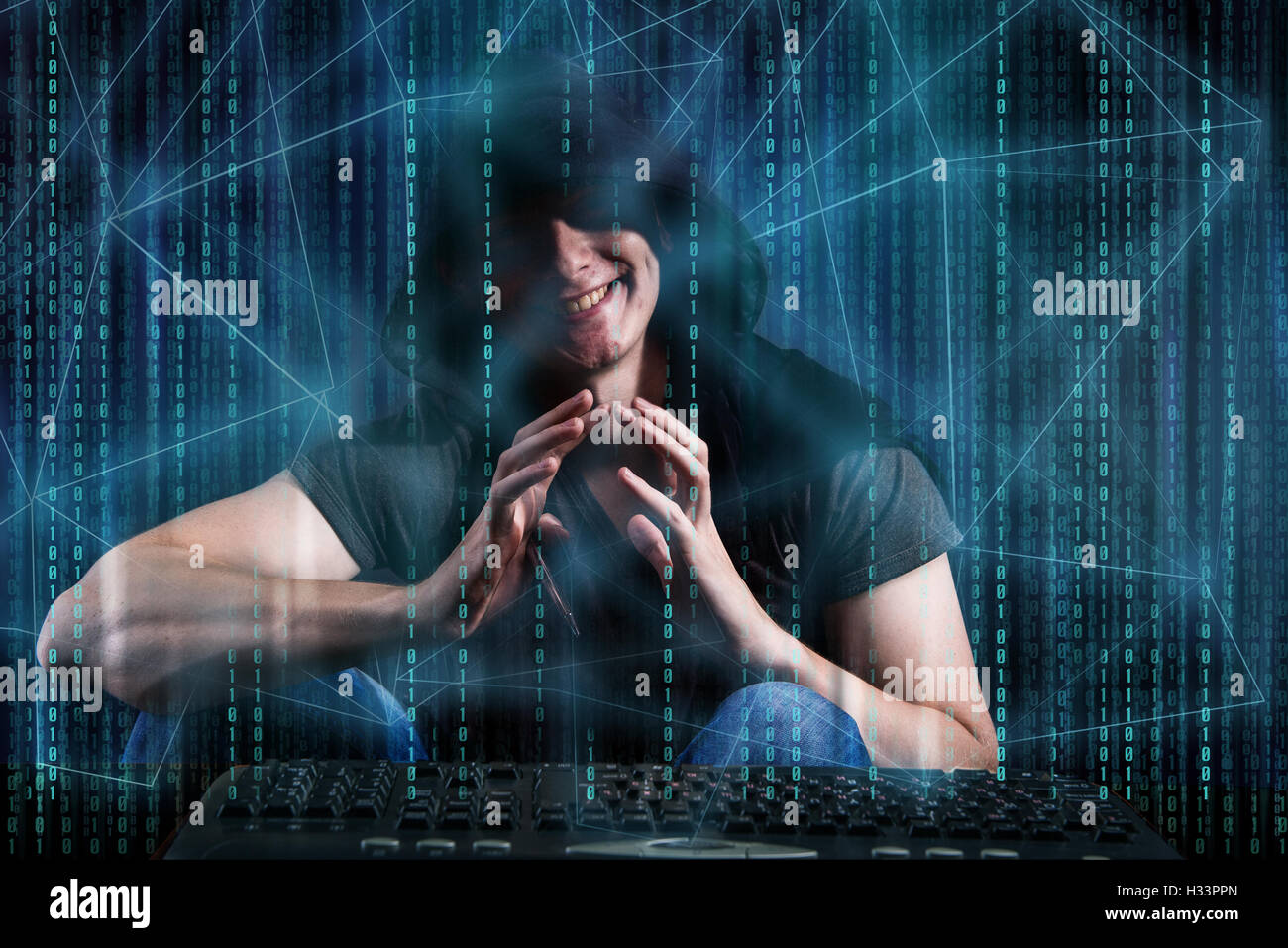 Young hacker in digital security concept Stock Photo - Alamy