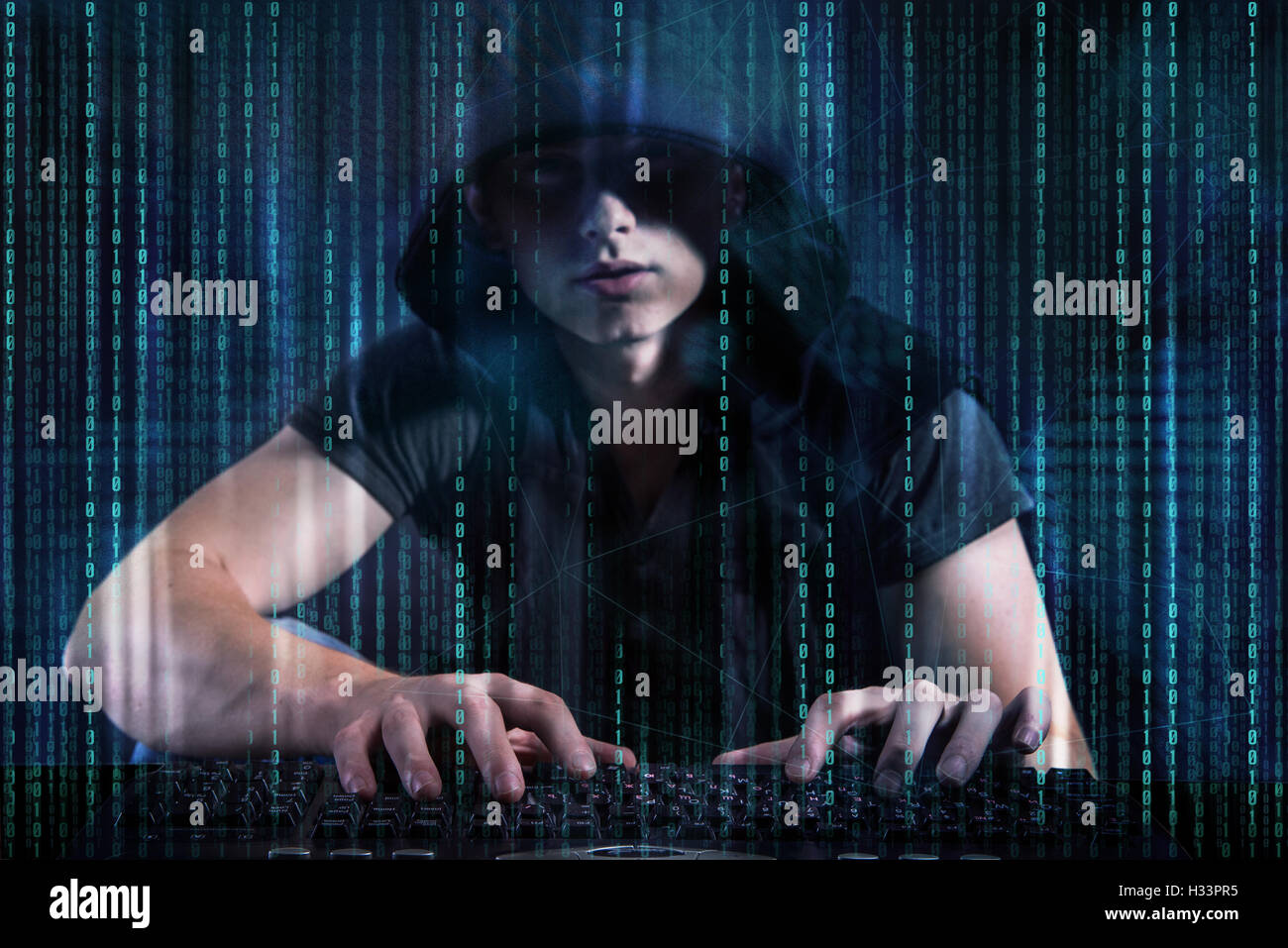Young hacker in digital security concept Stock Photo - Alamy