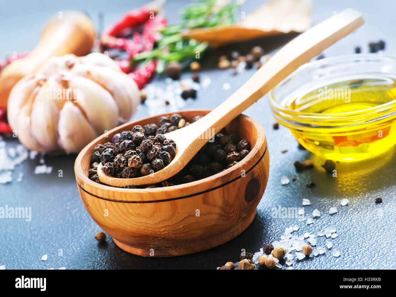 pepper in bowl and on a table Stock Photo - Alamy
