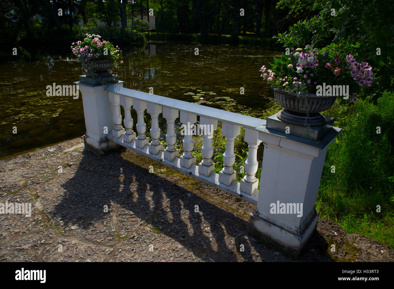 Balustrades on pond in Sagadi Manor Stock Photo - Alamy