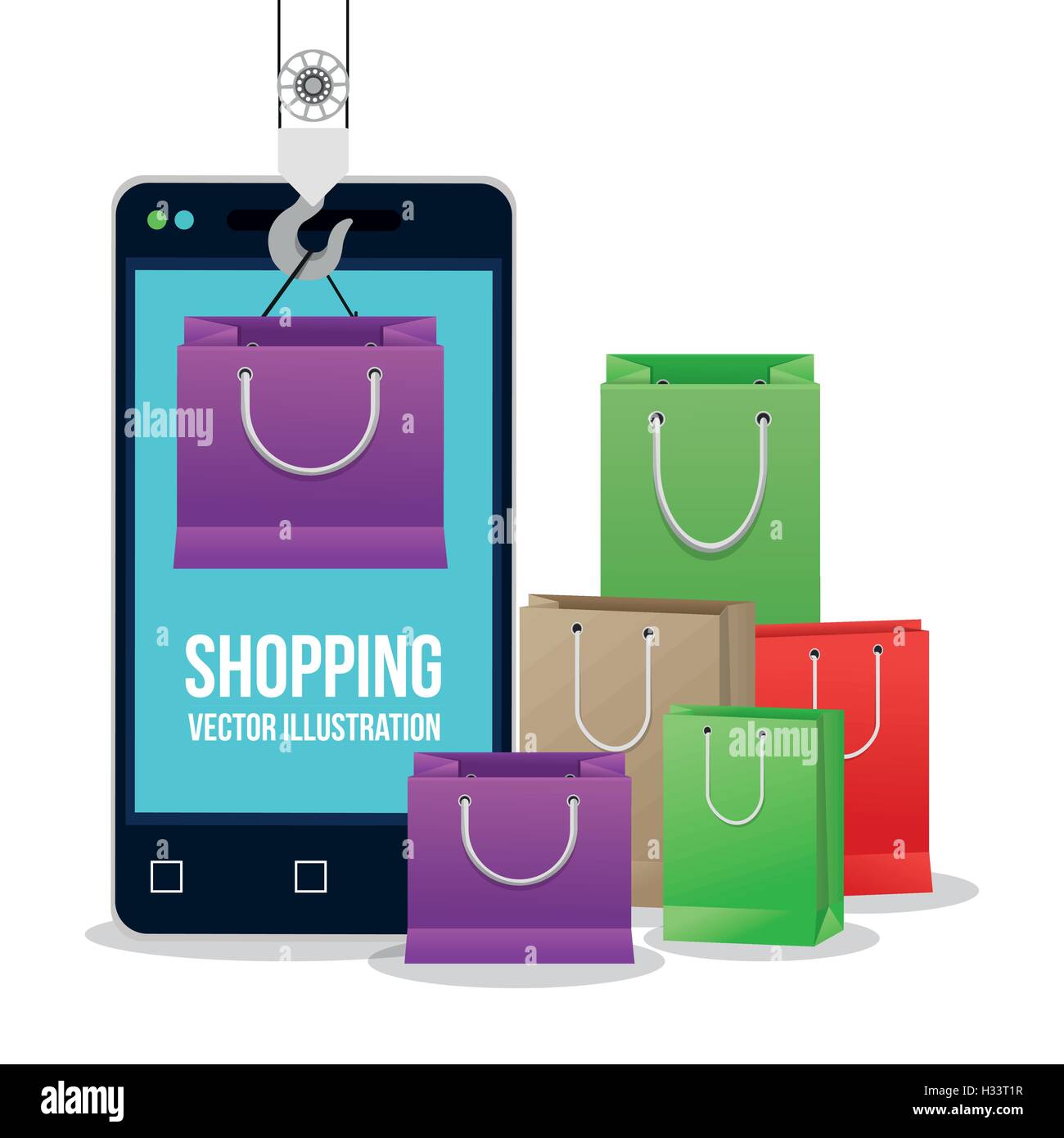 Smartphone and shopping bag design Stock Vector Image & Art - Alamy