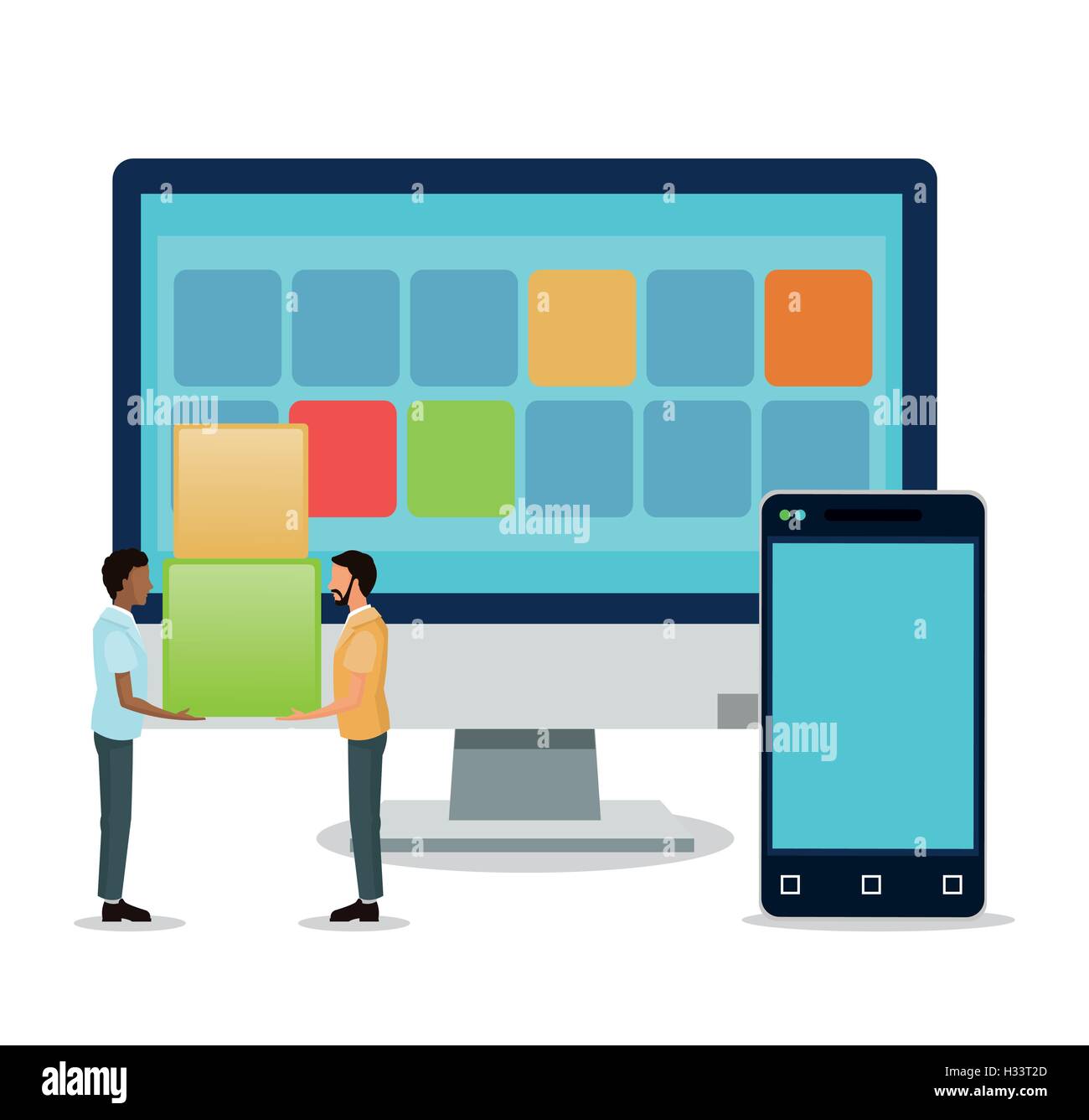 Smartphone computer and cubes design Stock Vector Image & Art - Alamy