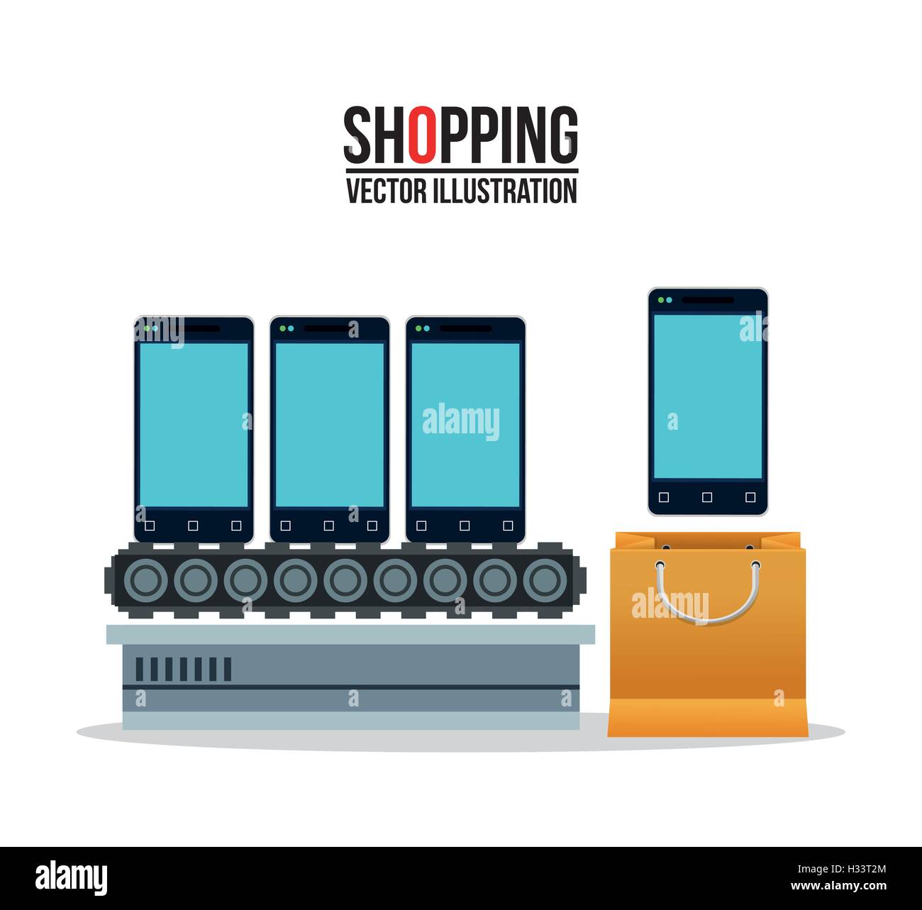 Smartphone and shopping bag design Stock Vector Image & Art - Alamy