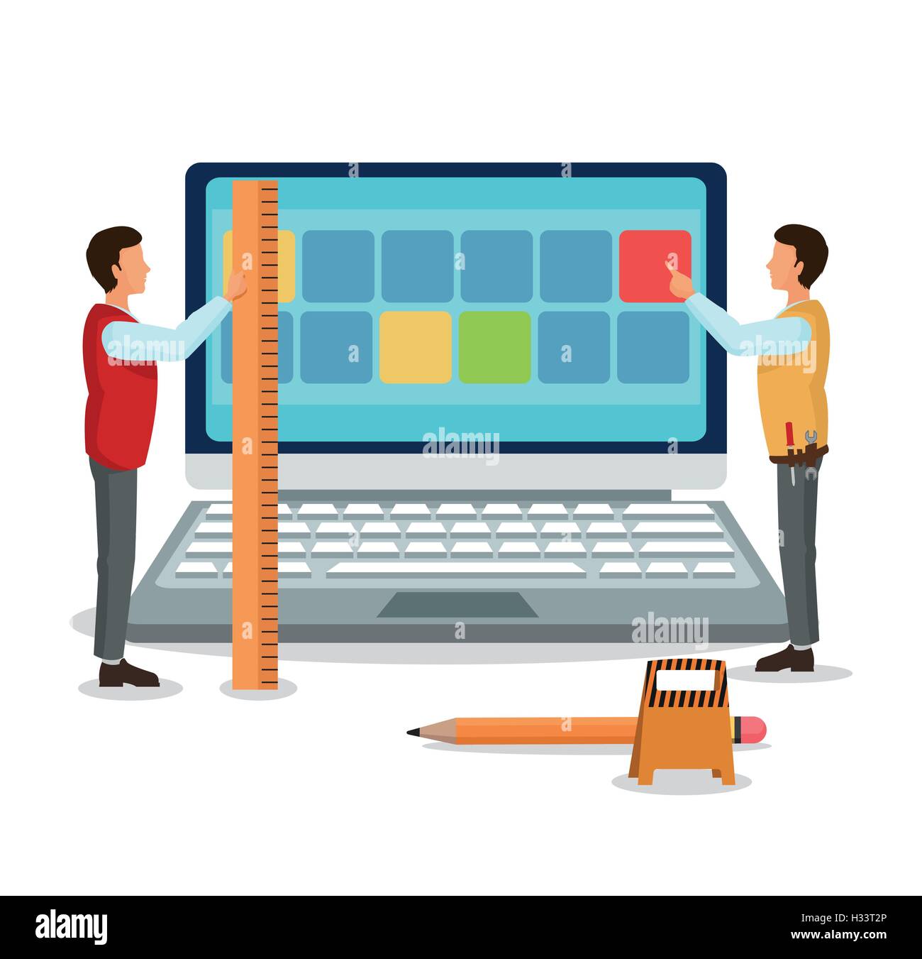 Laptop cubes and avatars design Stock Vector Image & Art - Alamy