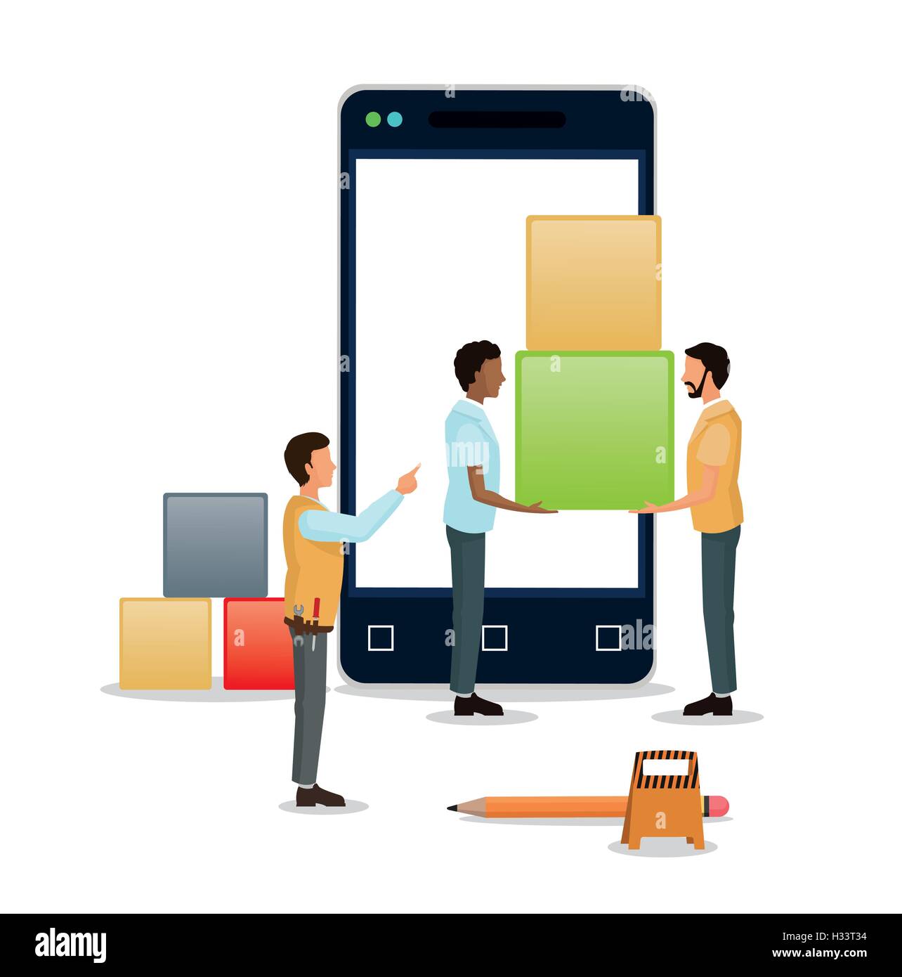 Smartphone avatar and cubes design Stock Vector Image & Art - Alamy