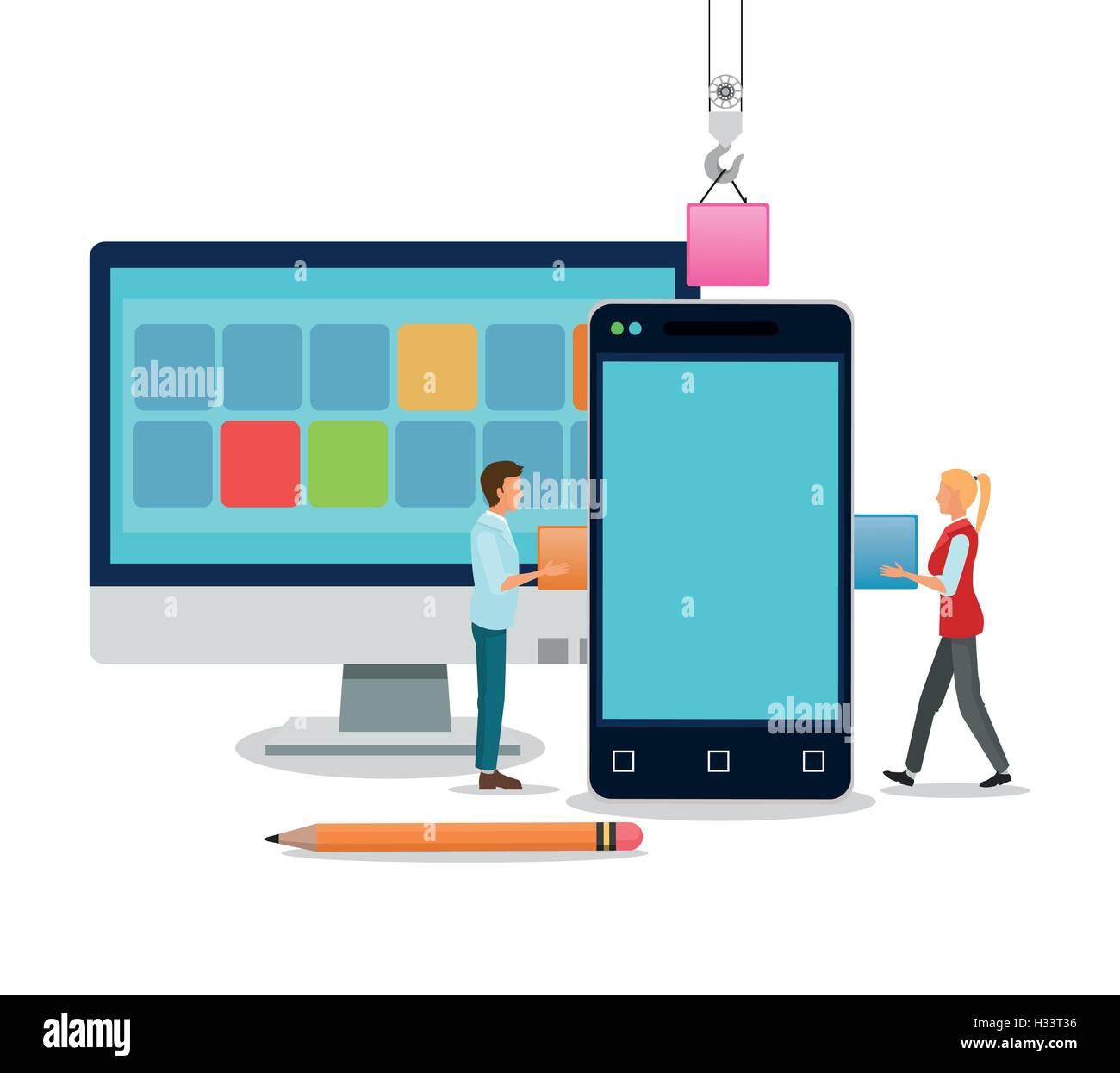 Smartphone computer and cubes design Stock Vector Image & Art - Alamy