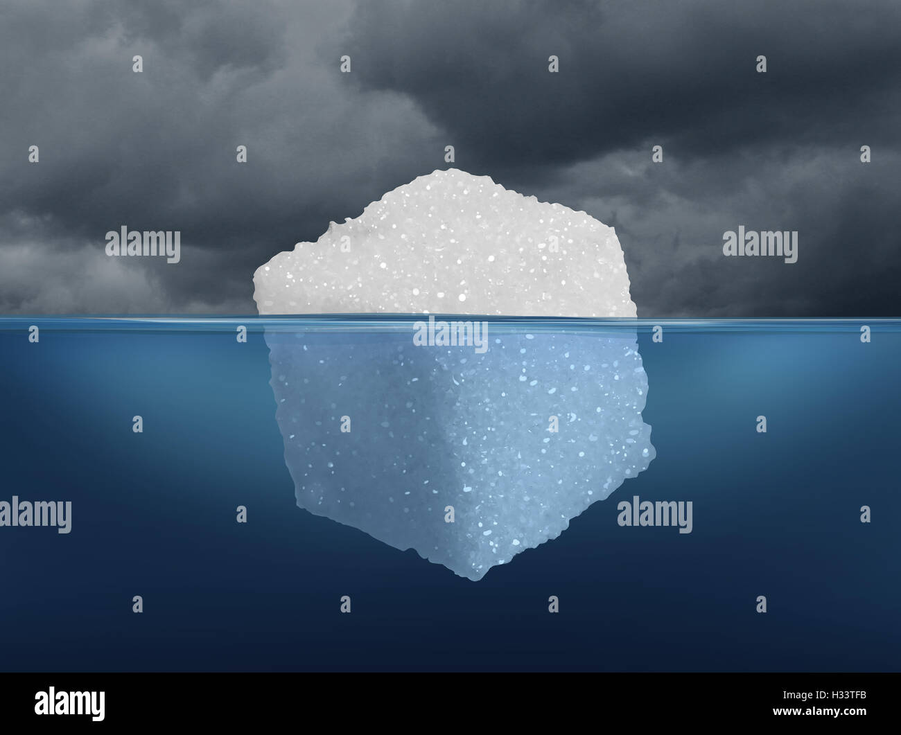 Sugar risk and hidden dietary medical danger concept as an iceberg made ...
