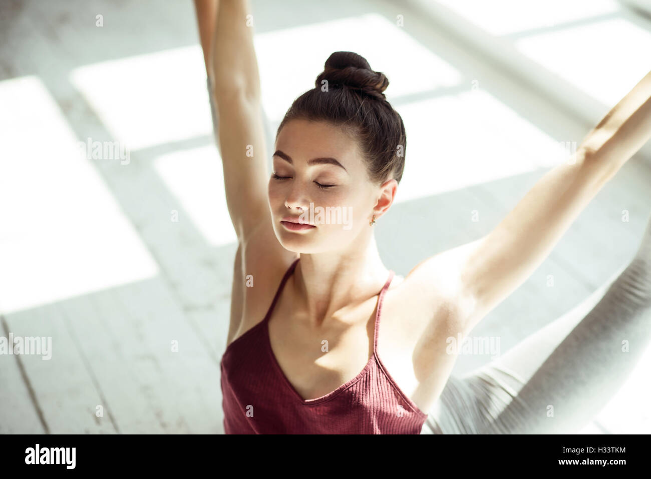 Beautiful dreamy woman dancing Stock Photo - Alamy
