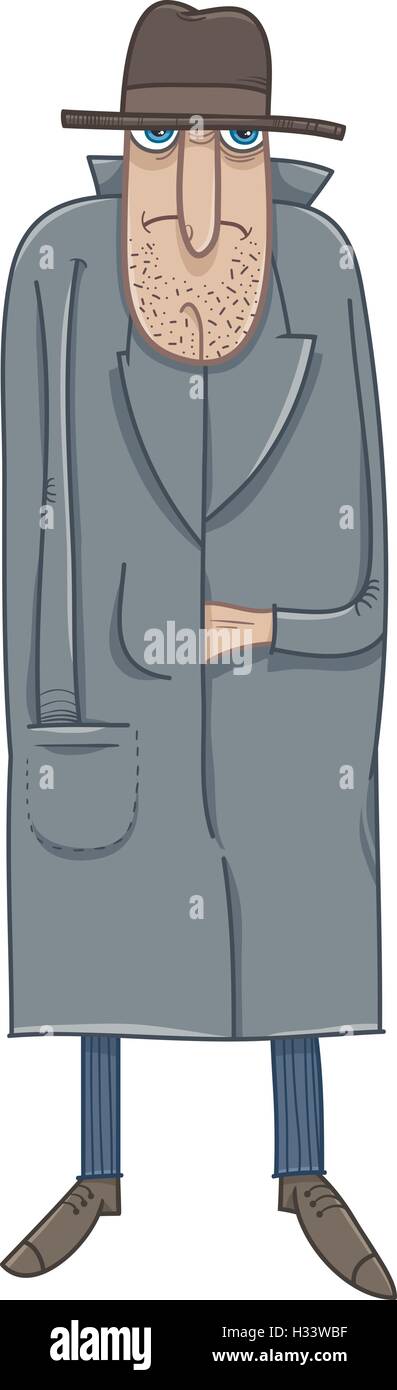 Cartoon Illustration of Ruffian Man in Hat and Coat Stock Vector Image ...