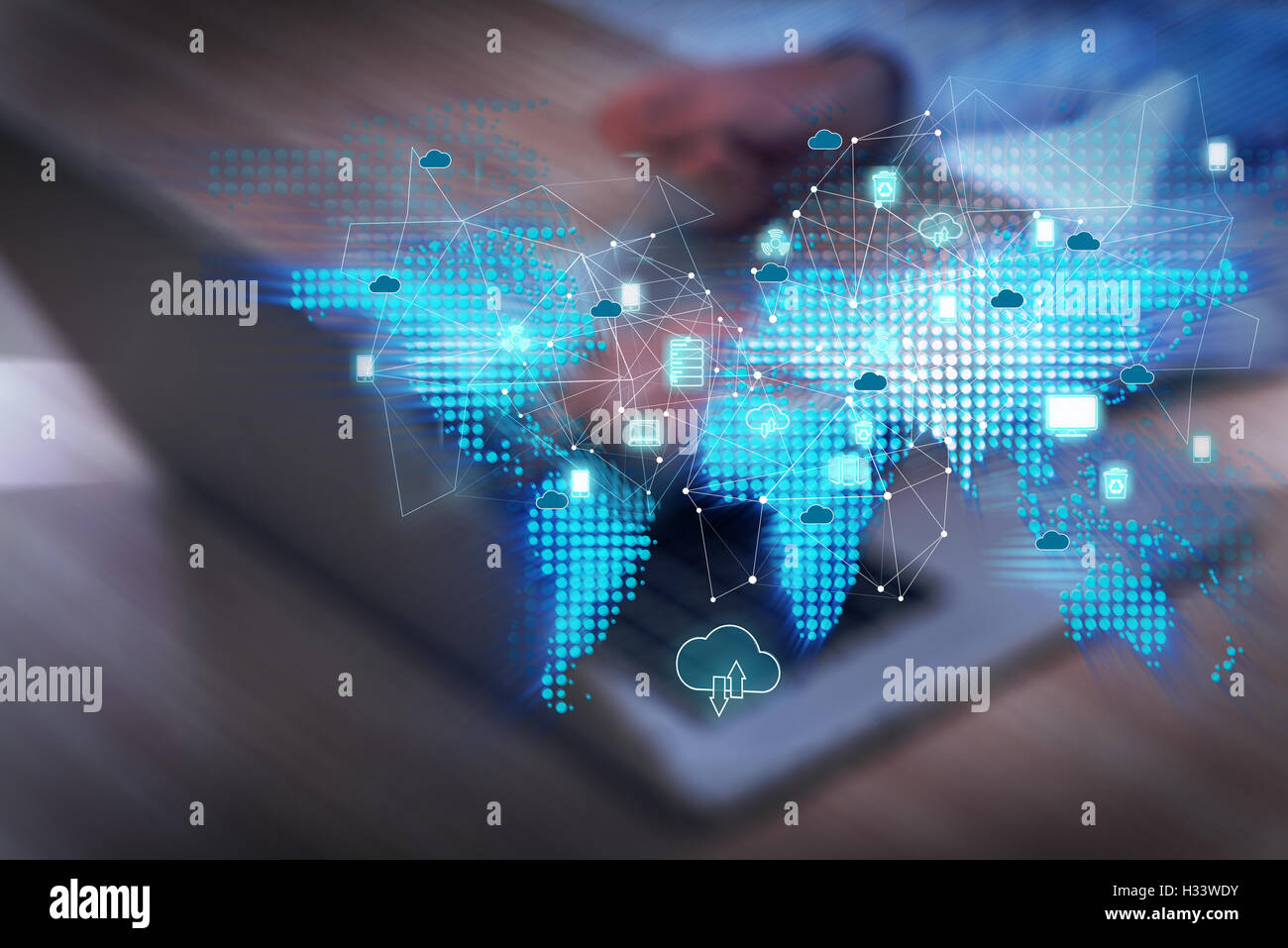 Cloud computing concept in technology collage Stock Photo - Alamy