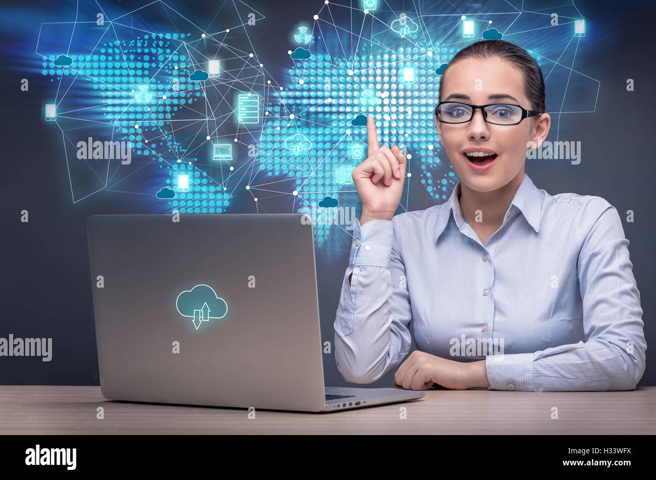 Cloud computing concept in technology collage Stock Photo - Alamy