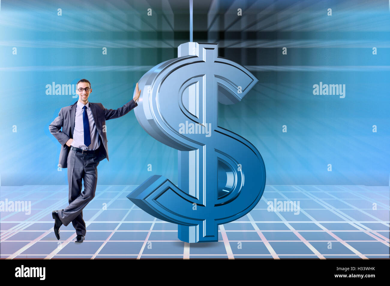 Businessman and dollar in business concept Stock Photo - Alamy