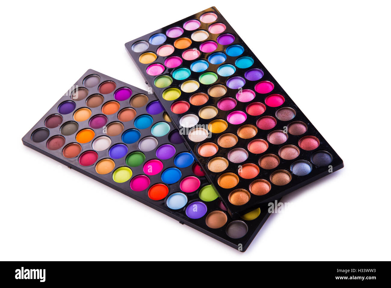 Set of colourful shadow for make-up isolated on white Stock Photo - Alamy