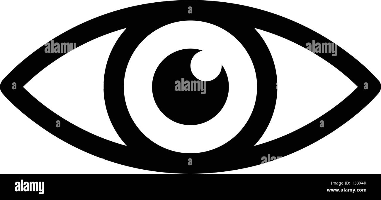Black eye icon with iris reflection, isolated vector illustration Stock ...