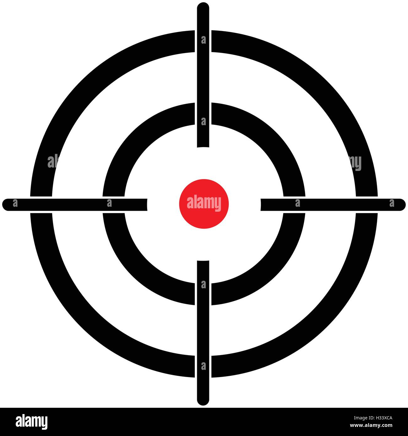 Target. Black isolated crosshair target with red center, vector ...