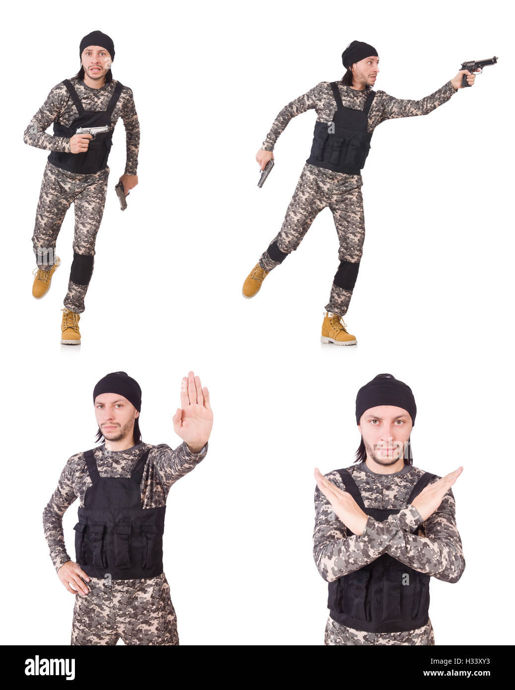 Soldier with gun isolated on white Stock Photo - Alamy