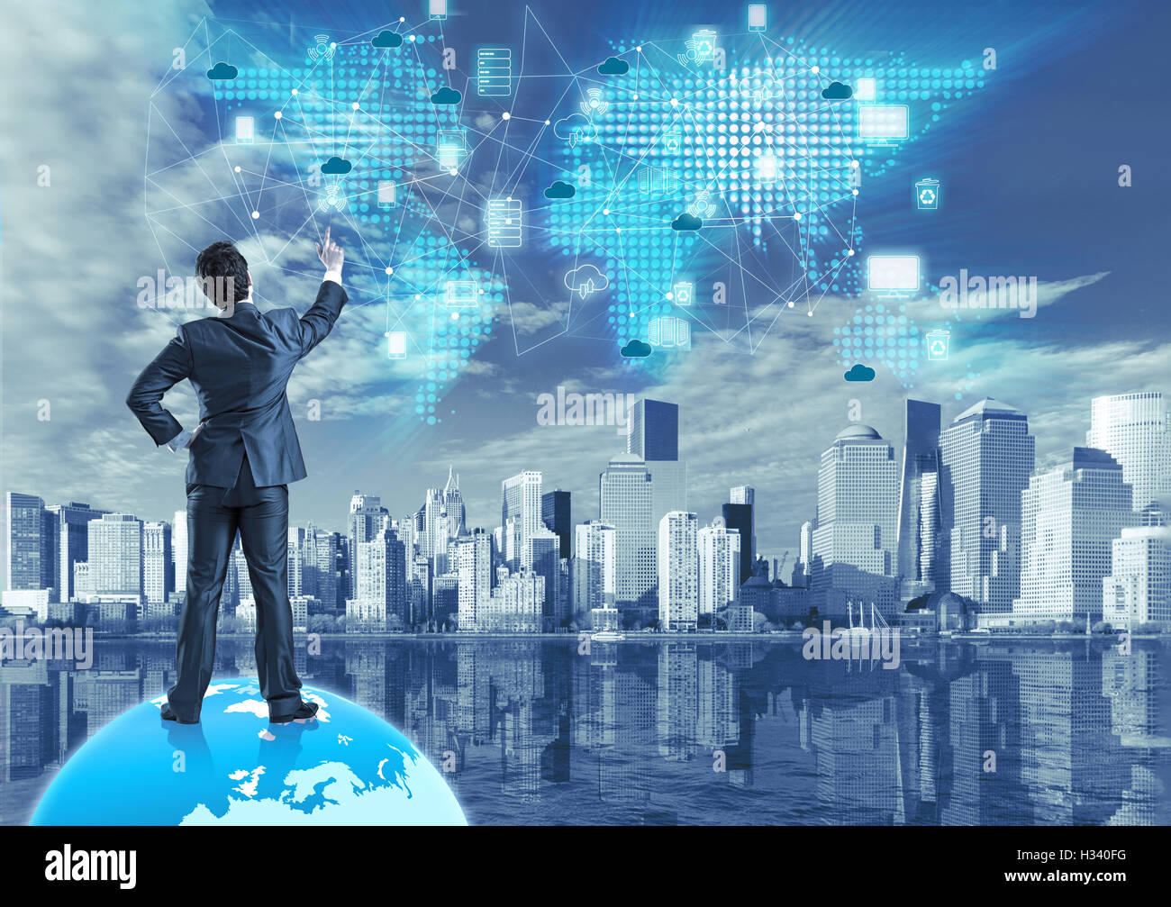 Cloud computing concept in technology collage Stock Photo - Alamy