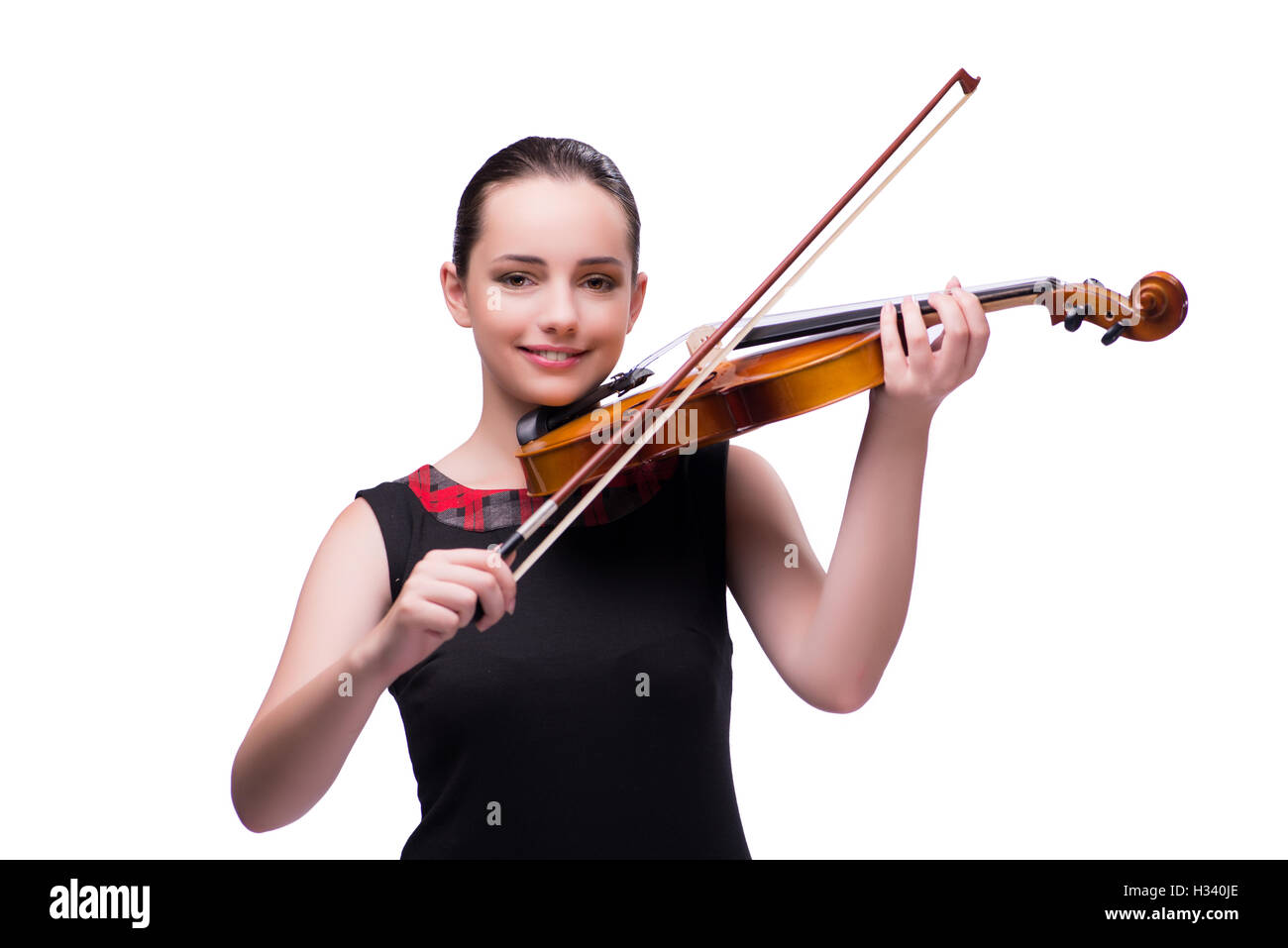 Elegant young violin player isolated on white Stock Photo - Alamy