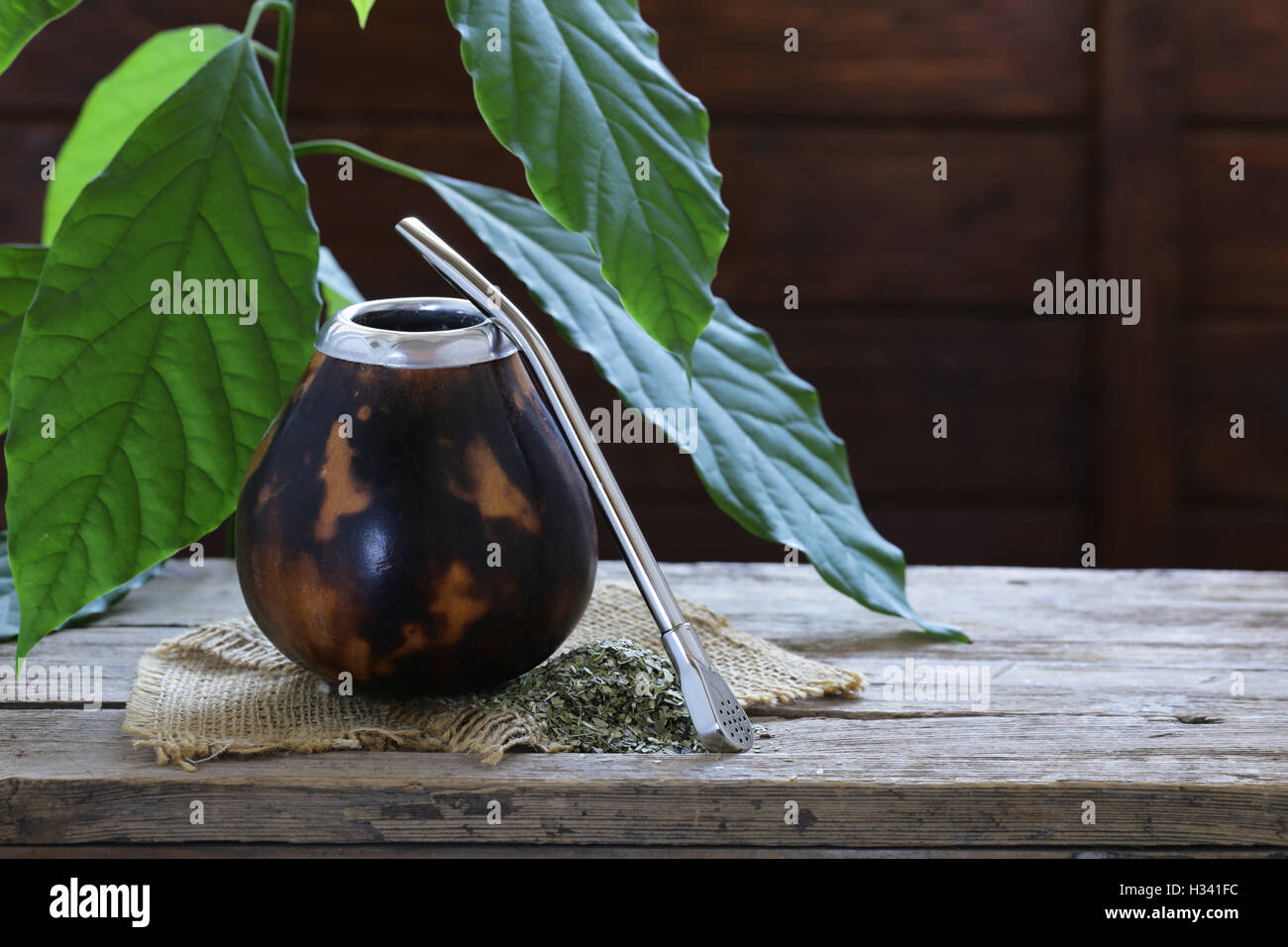 Traditional yerba mate tea in calabash mug and bombilla Stock Photo - Alamy