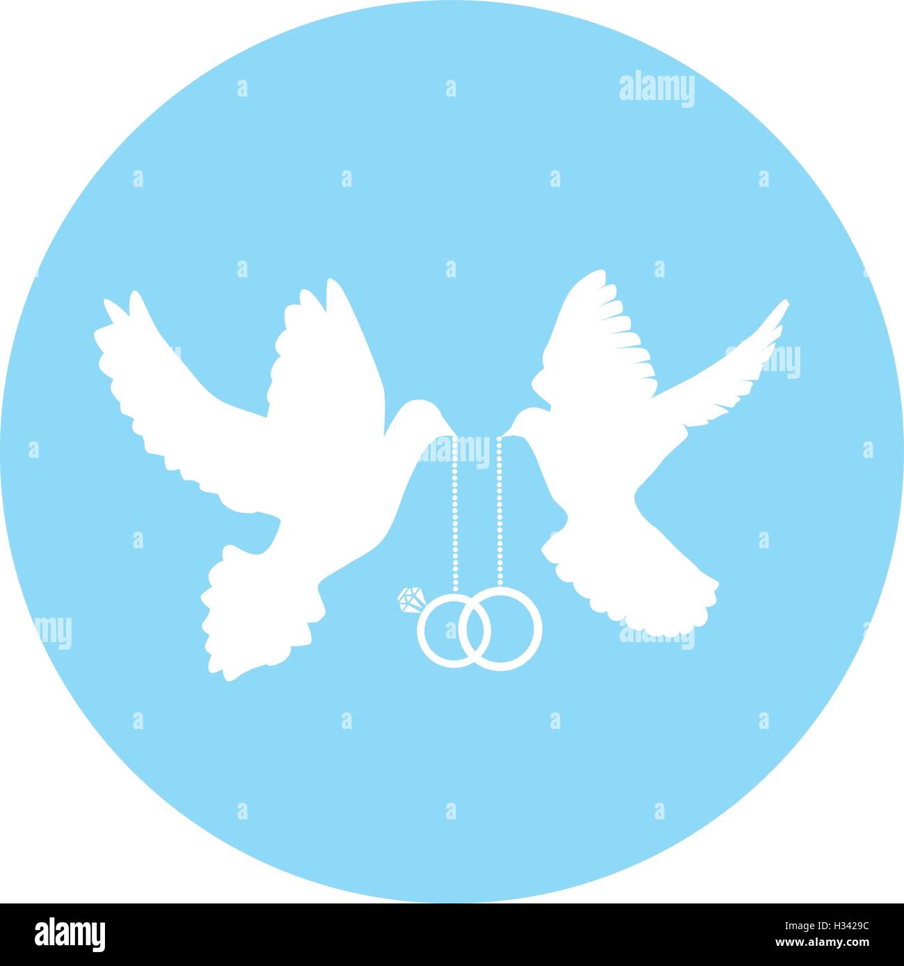 Blue Wedding Doves With Rings