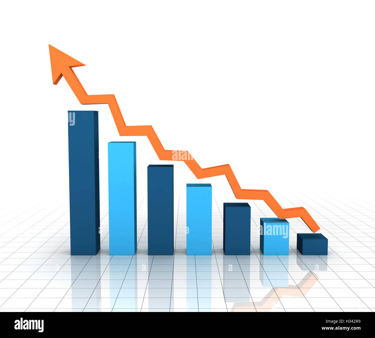 rising business graph concept 3d illustration Stock Photo - Alamy