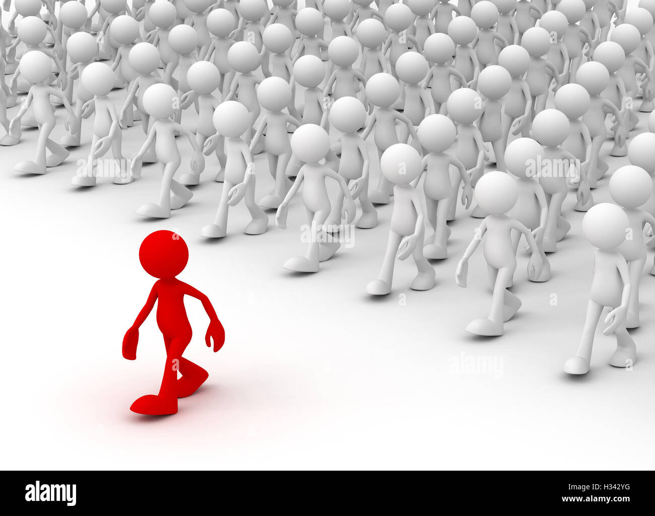 crowd following leader concept 3d illustration Stock Photo - Alamy