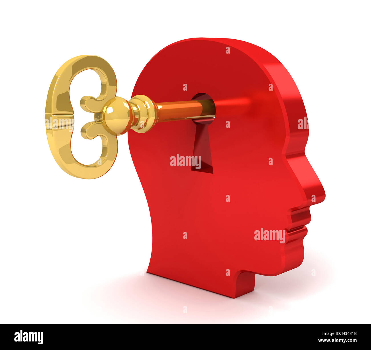 opening mind with a key concept 3d illustration Stock Photo - Alamy