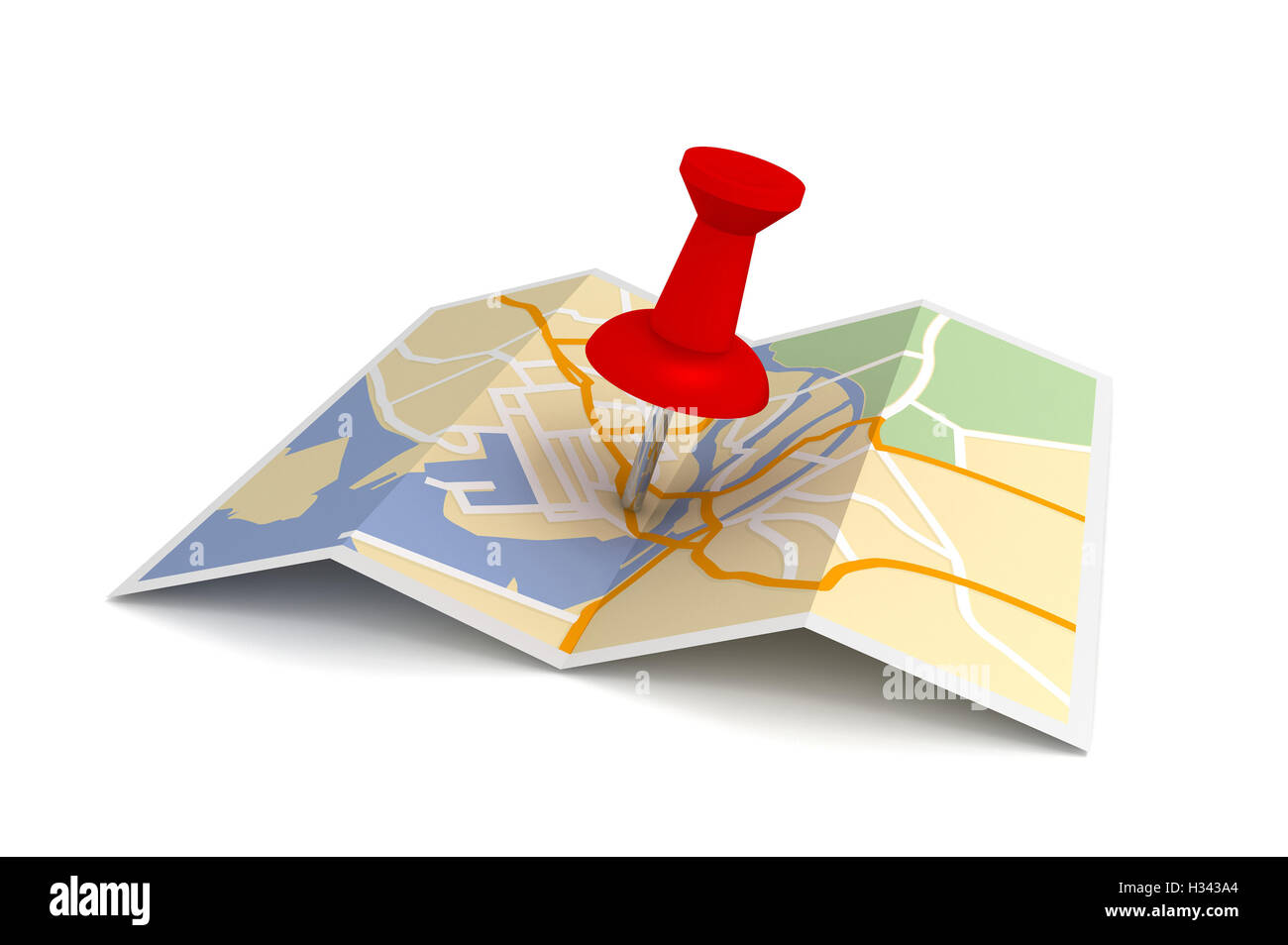 pushpin on map concept 3d illustration Stock Photo - Alamy