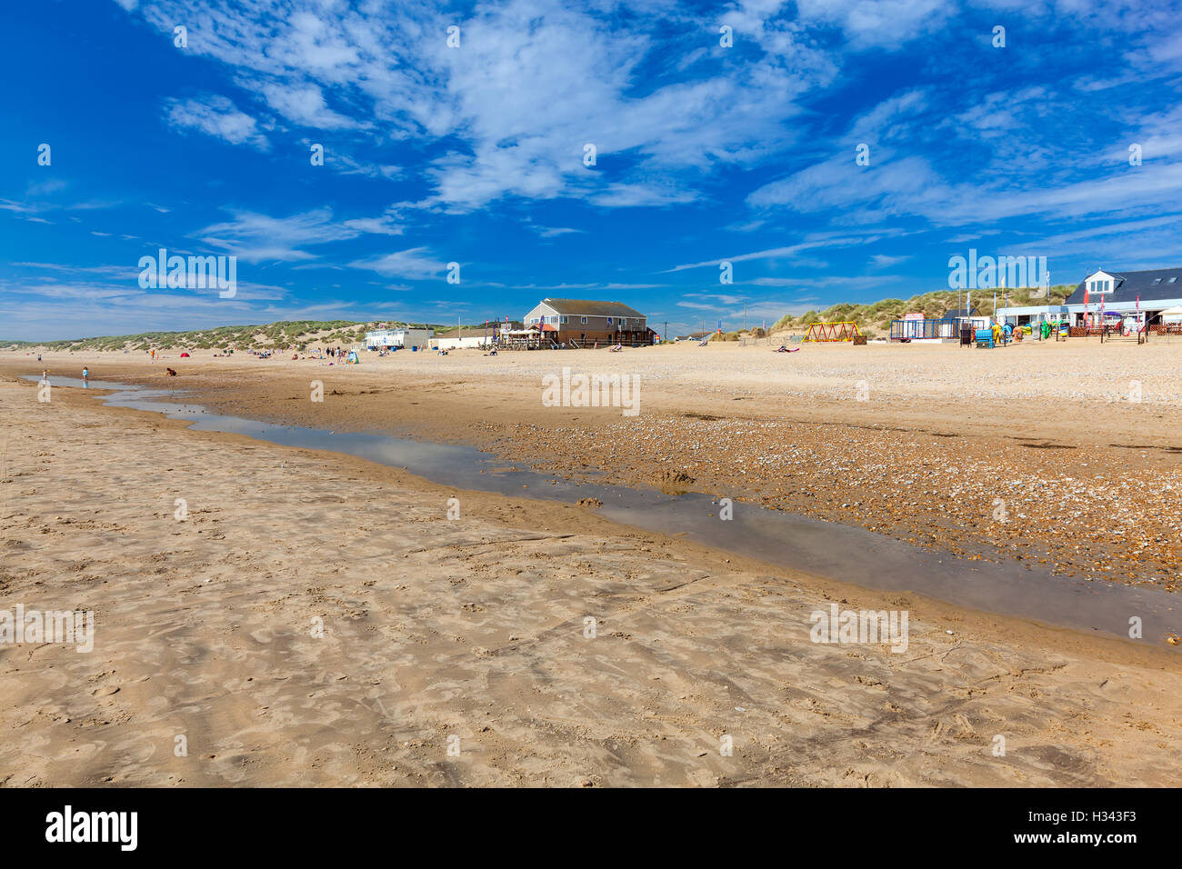 Golden sandy beach at Camber Sands East Sussex England UK Europe Stock ...