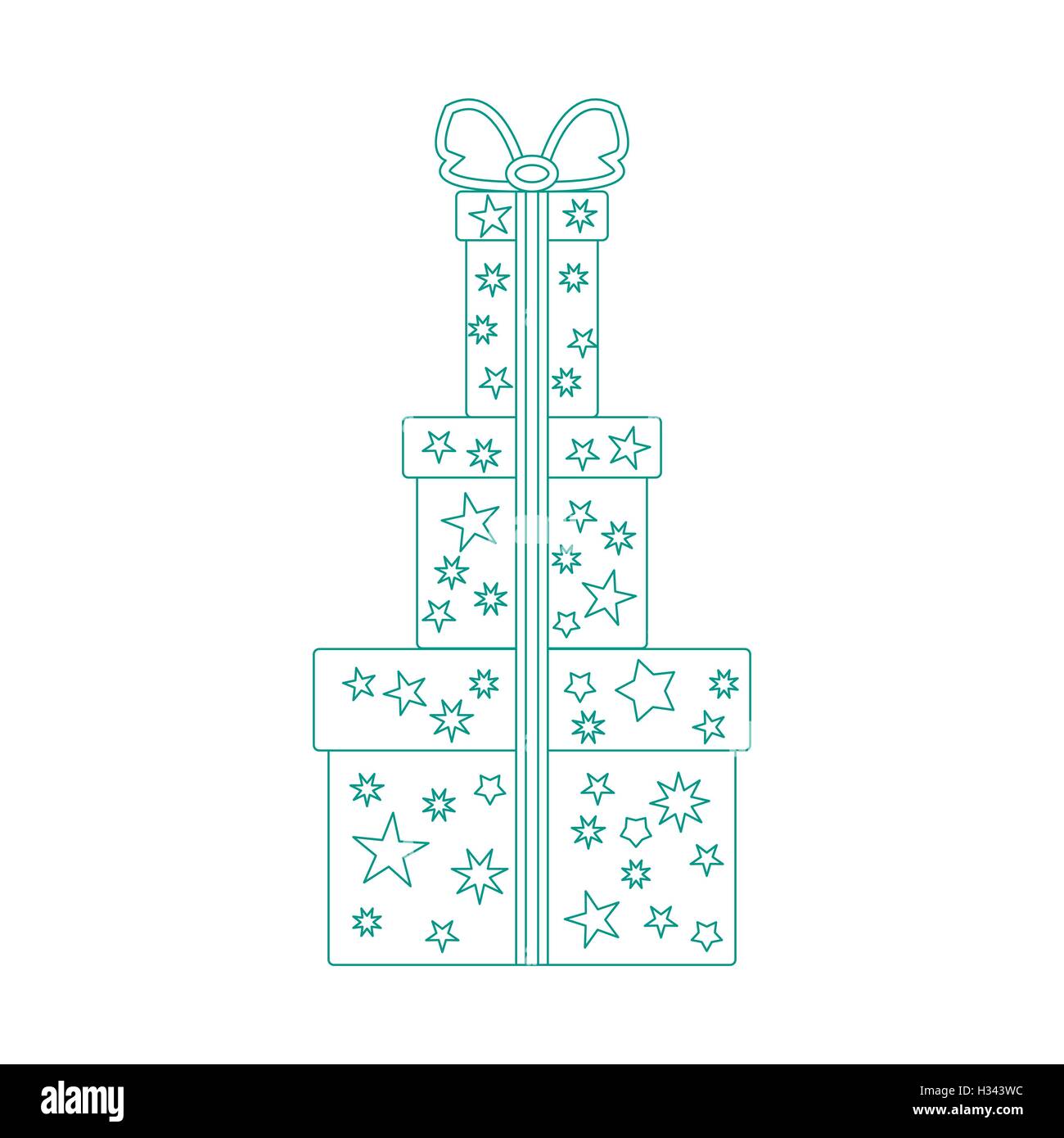 Vector illustration of gift boxes decorated stars on white background ...
