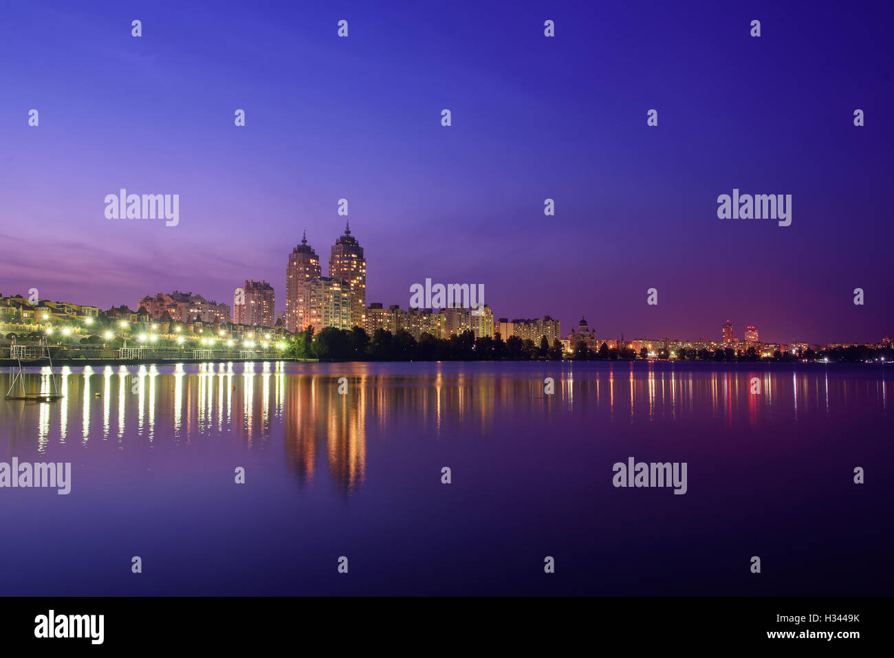 Night embankment with illumination Stock Photo - Alamy